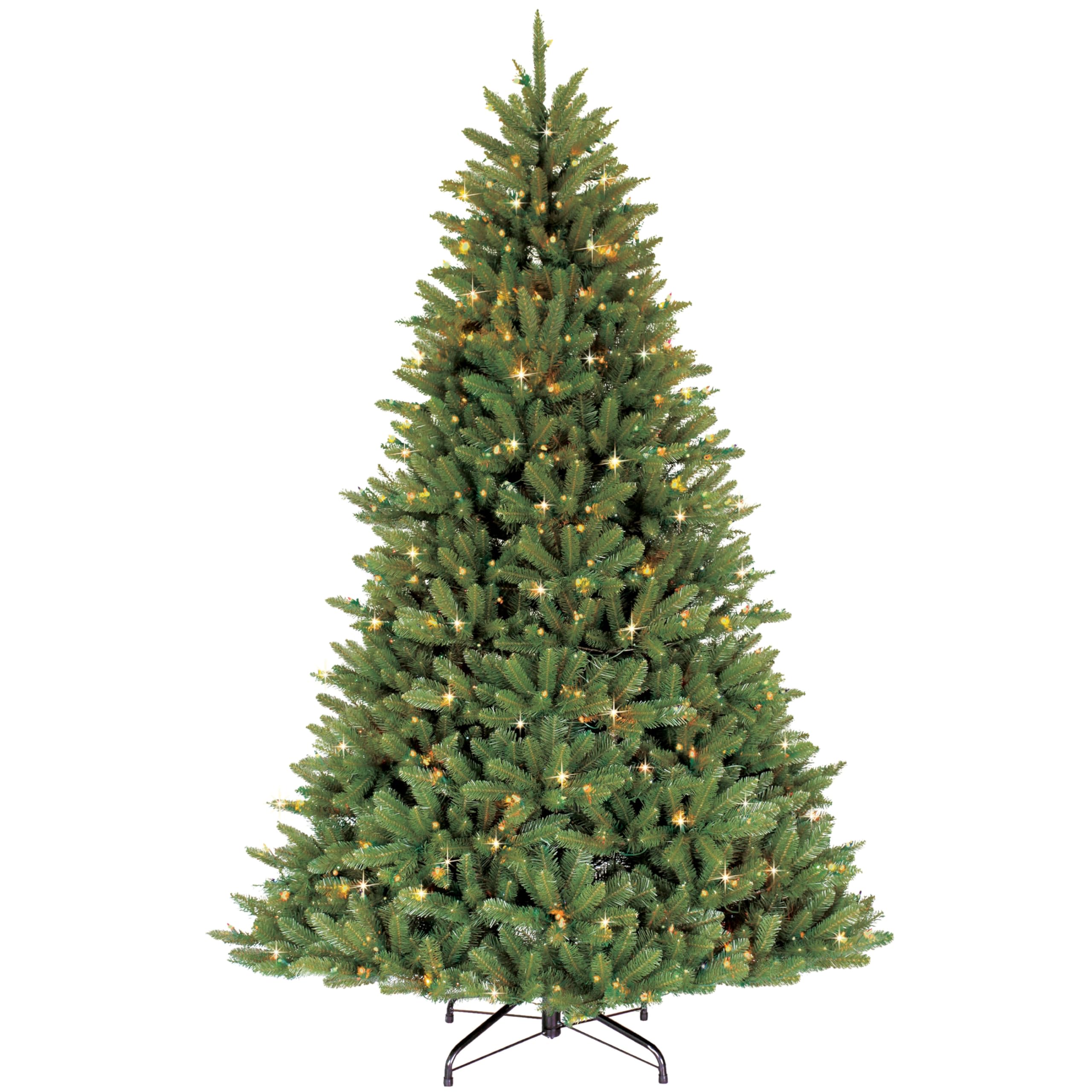 Puleo International 7.5ft Pre-Lit Full Fraser Fir Artificial Christmas ...