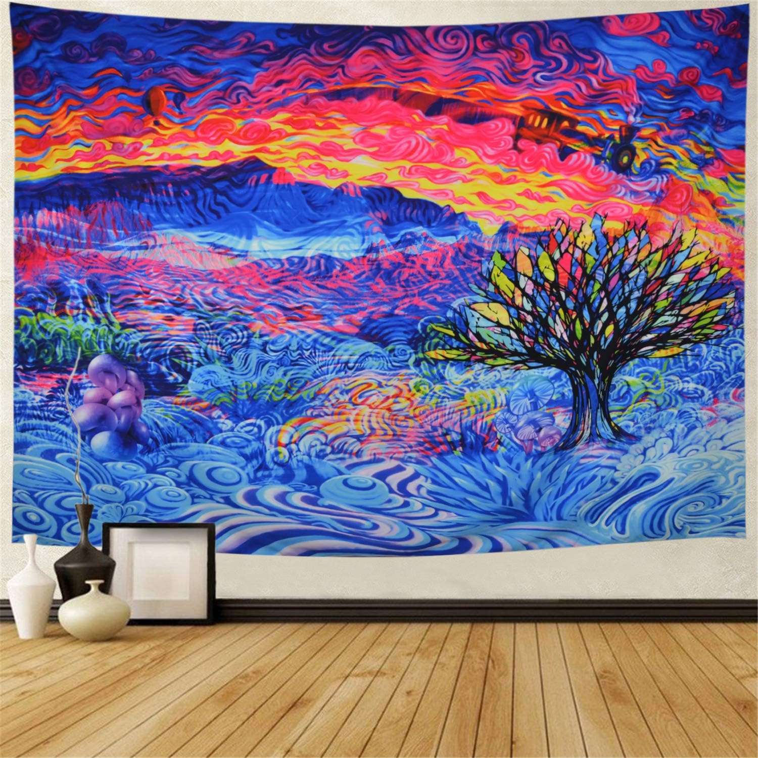 Amazon.com: Psychedelic Tapestry Colorful Mountain Abstract Art ...