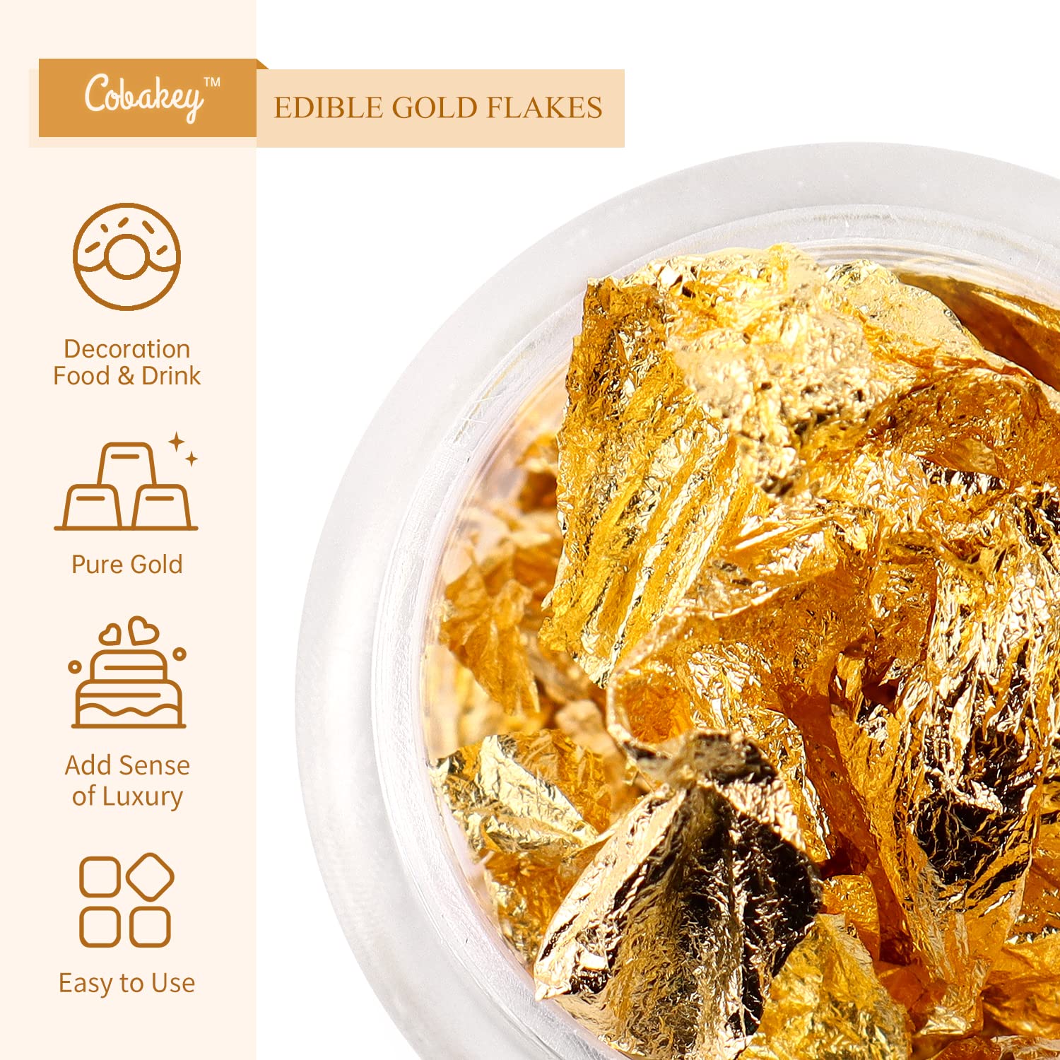 Mua Cobakey Genuine Gold Flakes Edible for Cake Decoration (Cupcake ...