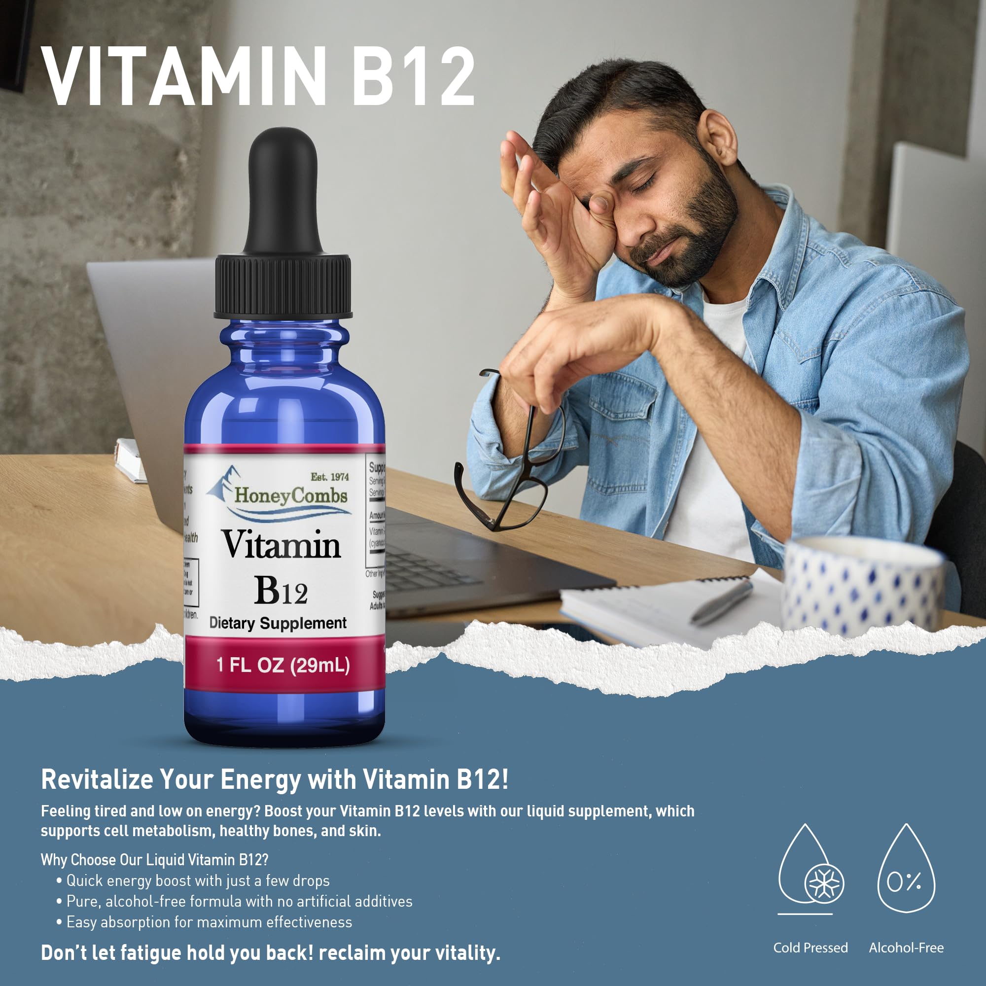 Mua Vitamin B12 Liquid Drops–B12 Liquid Cyanocobalamin Drops to Support ...