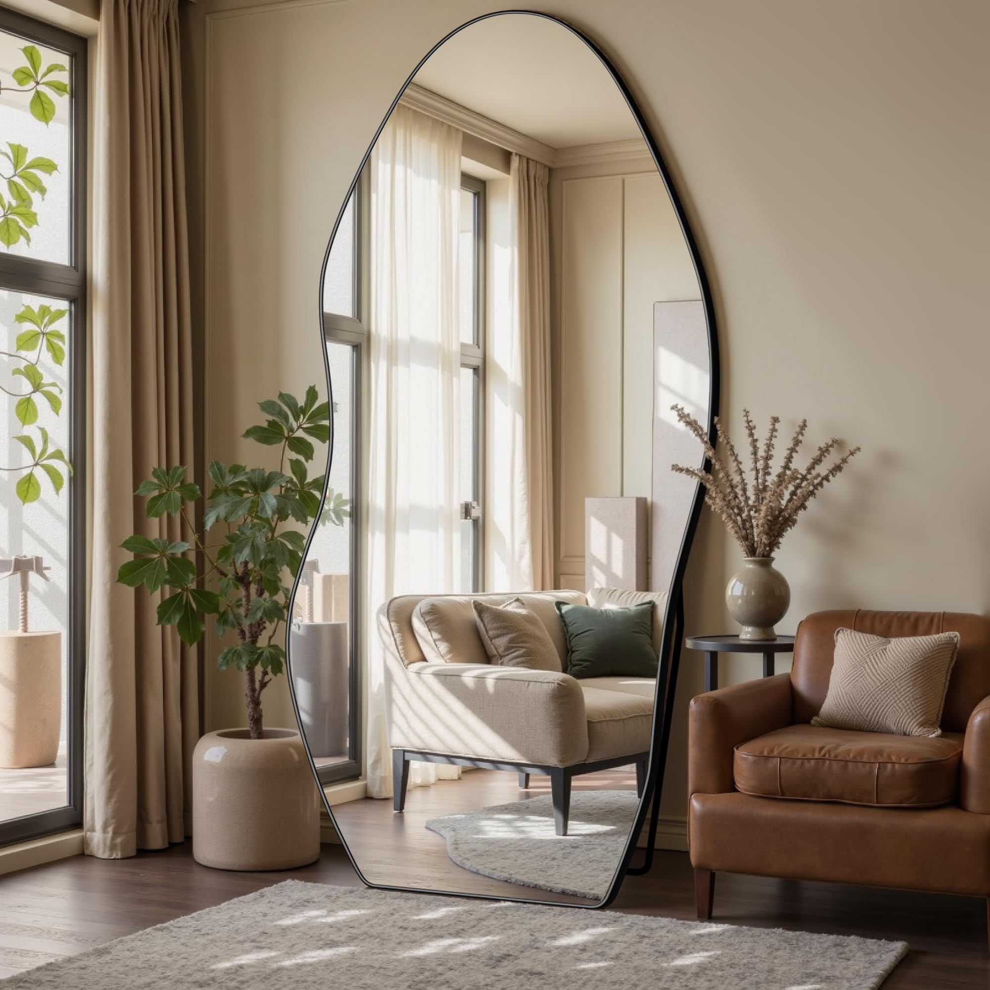 Antok Full Length Mirror, 76"x36" Floor Mirror with Stand, Standing ...
