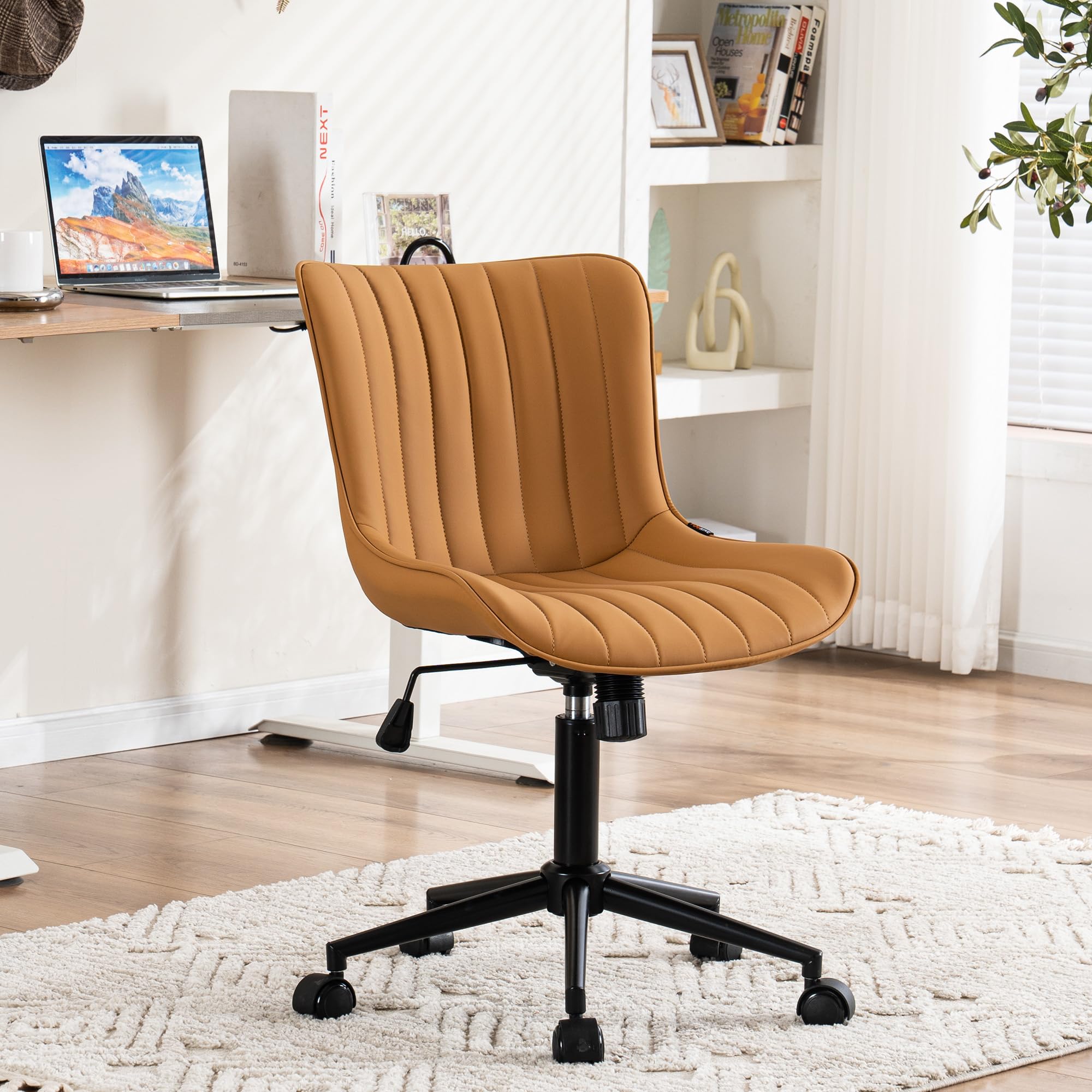 YOUNIKE Ergonomic Home Office Desk Chair with Wheels Comfy Armless ...
