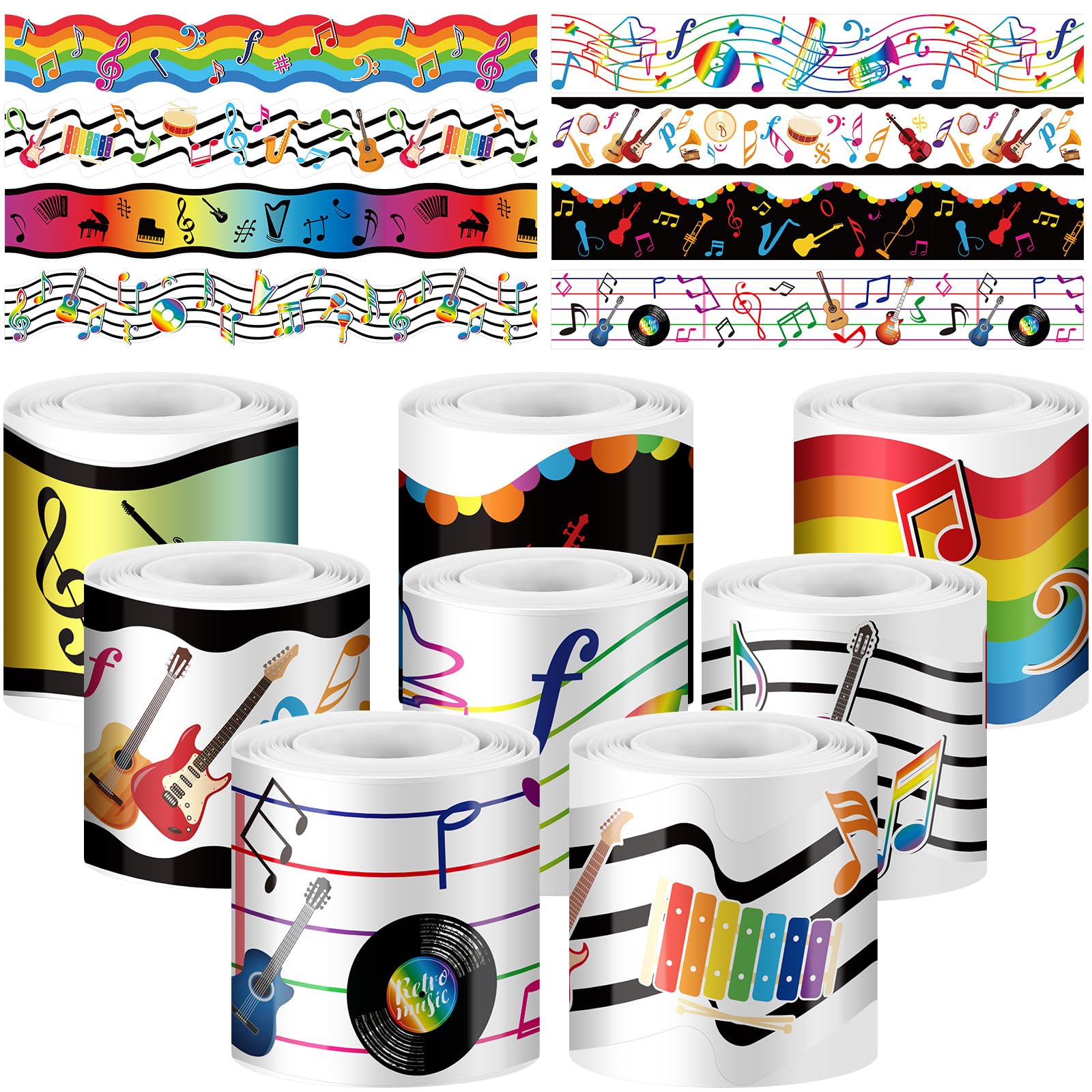 Yeaqee 8 Roll 131 ft Musical Notes Bulletin Board Borders Decorations ...