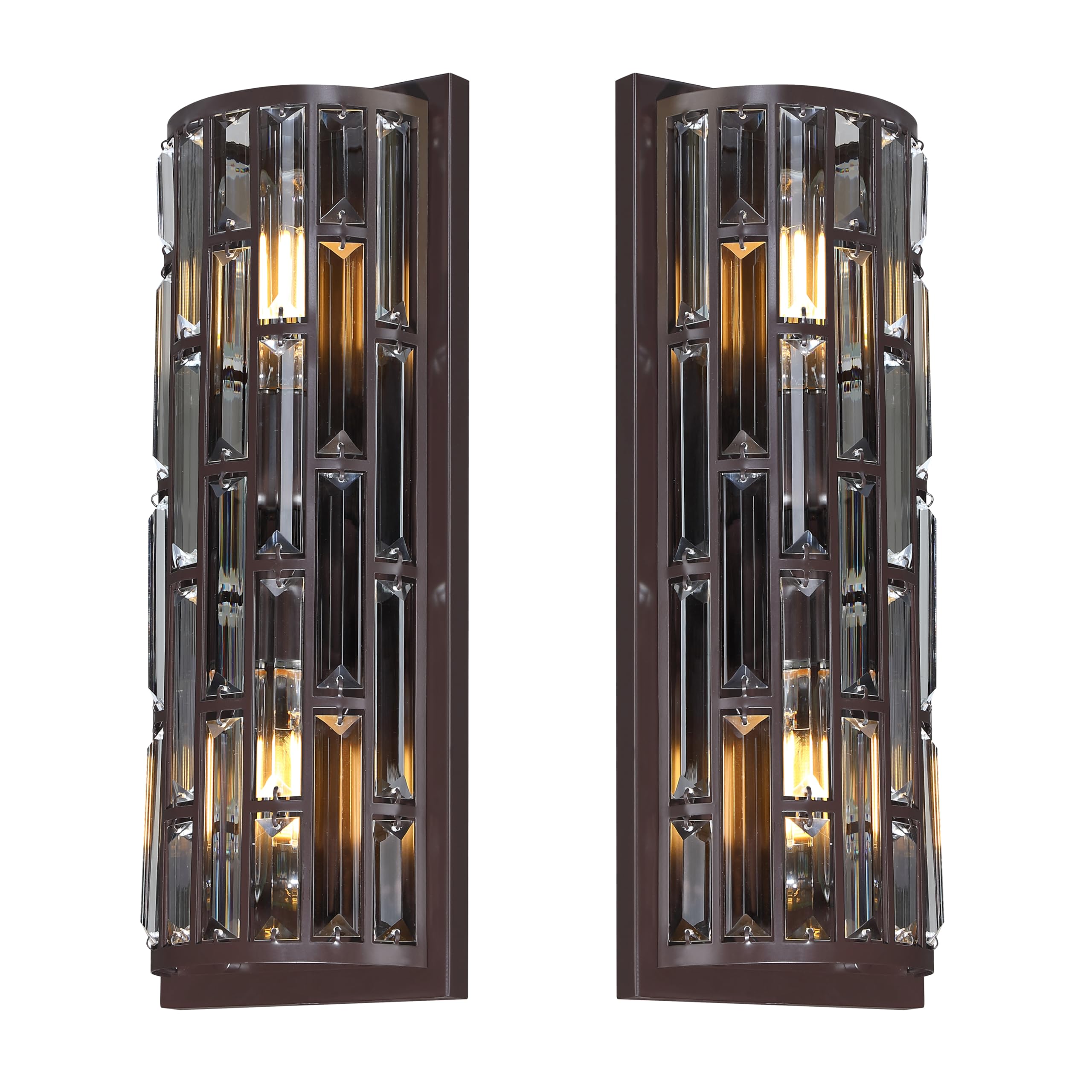 Doraimi Lighting 2 Pack 2 Light Crystal Bathroom Wall Sconce Modern and ...