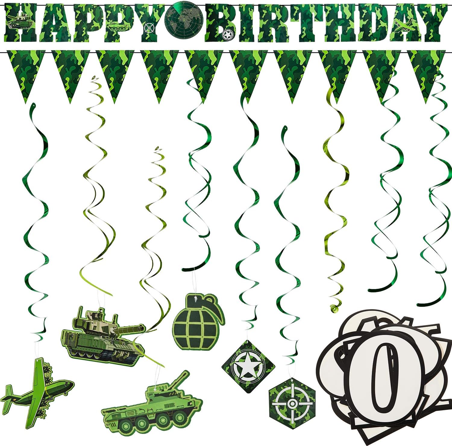 14 Pieces Camouflage Banner Army Birthday Decorations Camo Birthday ...