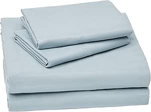 Amazon.com: Amazon Basics Deluxe Microfiber Striped Sheet Set, Spa Blue ...