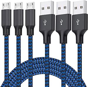 Amazon.com: Micro USB Cable, 3Pack 6FT Android Charger Cord Long Nylon ...