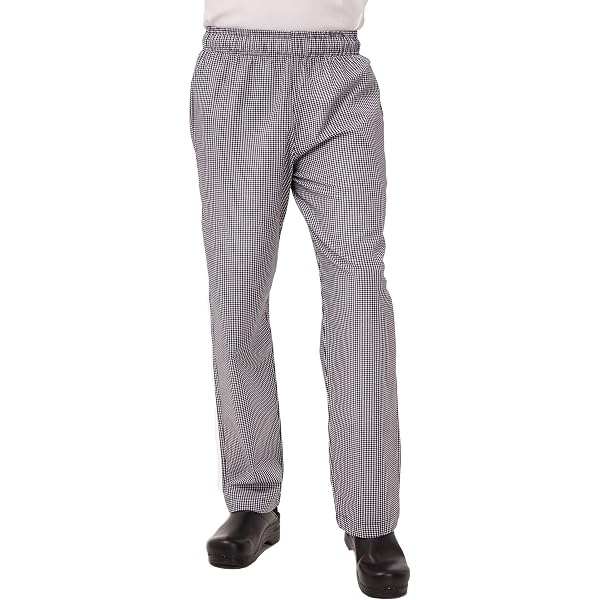 Chef Equipment Unisex Chef Trousers – 3-Pocket Elastic Waist Check ...