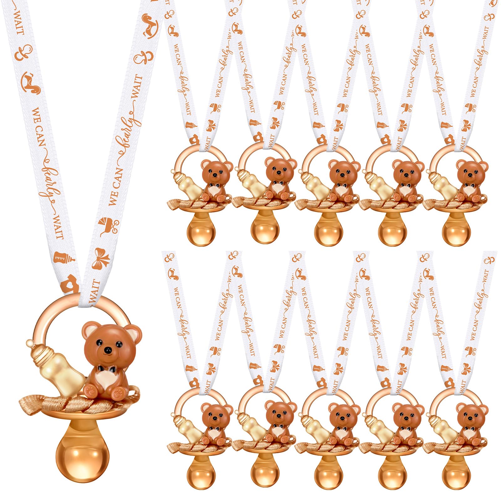 Coume 36 Pcs Baby Shower Pacifiers Necklace Bear Bottle Acrylic Baby ...