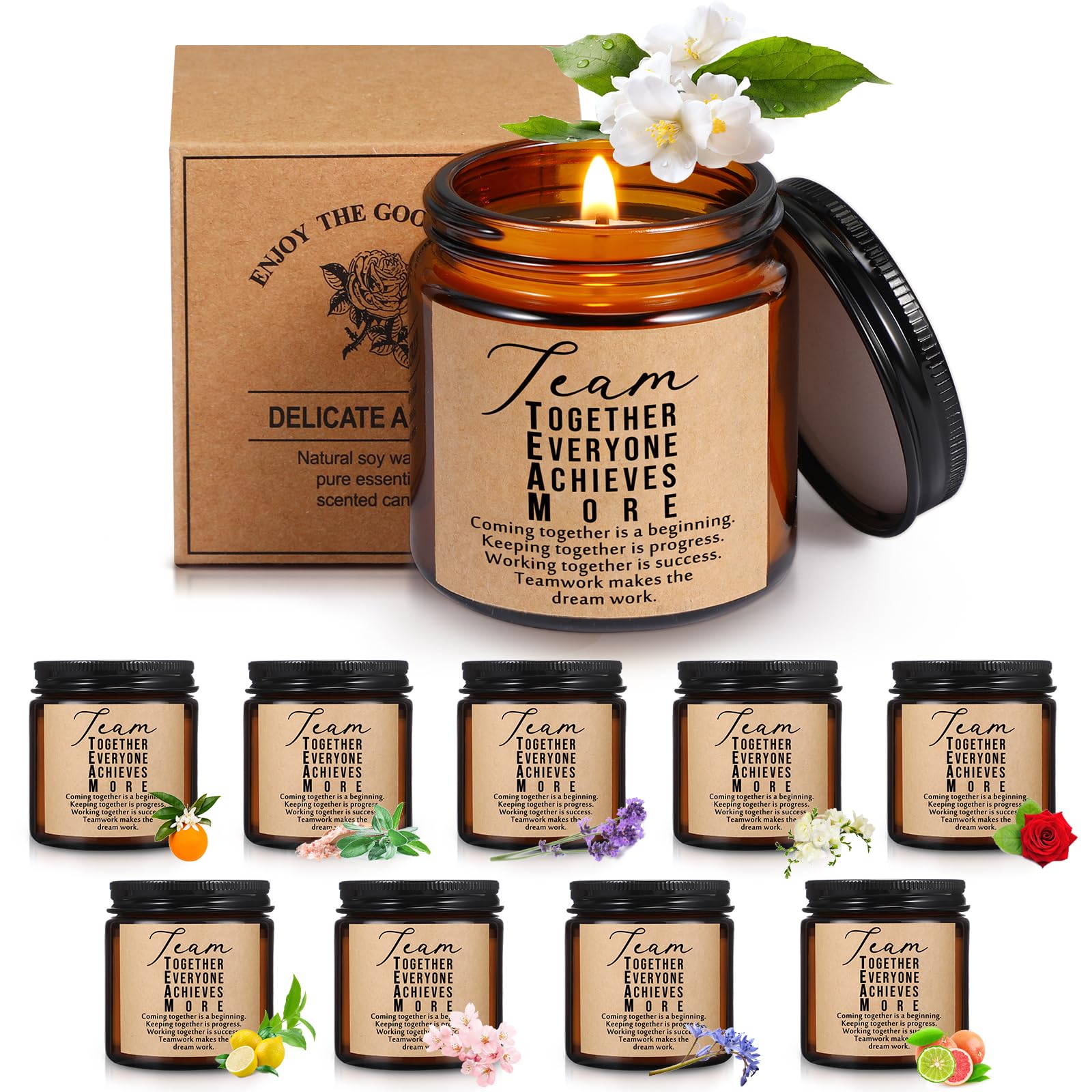 Fumete 10 Pcs Employee Appreciation Gifts for Coworkers Jars Scented ...