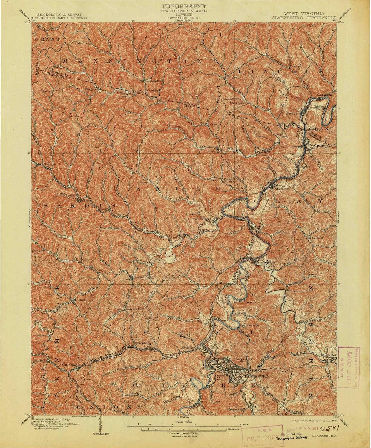 Amazon.com : YellowMaps Clarksburg WV topo map, 1:62500 Scale, 15 X 15 ...