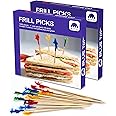 Amazon.com | BLUE TOP Wood Frill Picks Toothpicks 4 Inch Value Pack ...