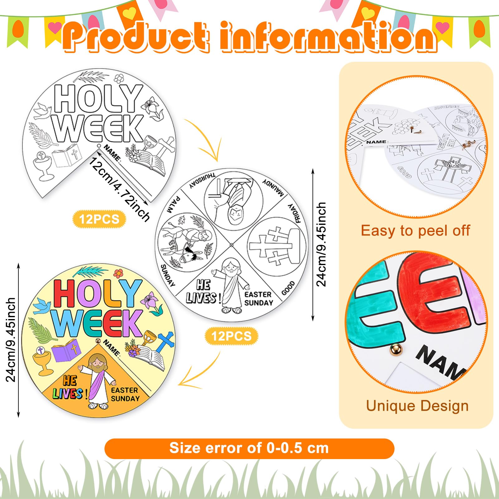 Hollowfly 12 Sets Color Your Own Holy Week Wheel Crafts For Kids DIY ...