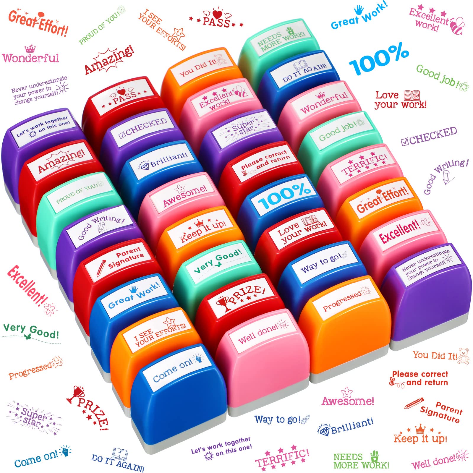32 Pcs Teacher Stamps for Teacher Appreciation Gift for School Stamps ...