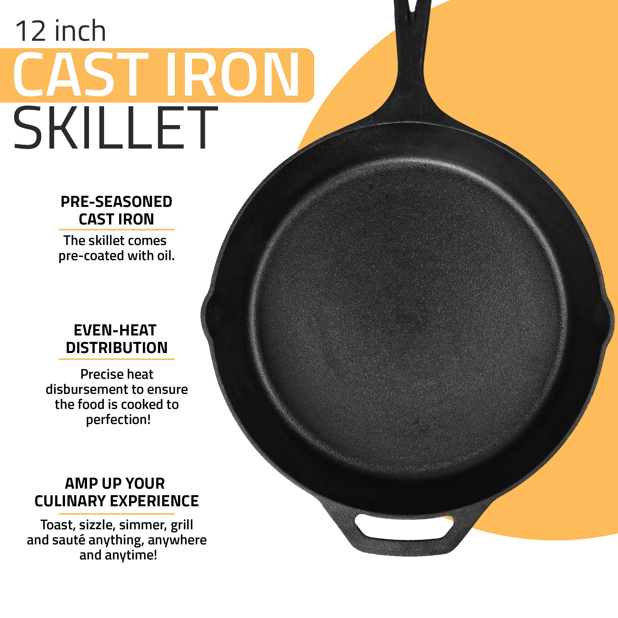Mua Utopia Kitchen Saute Fry Pan - Chefs Pan, Pre-Seasoned Cast Iron ...