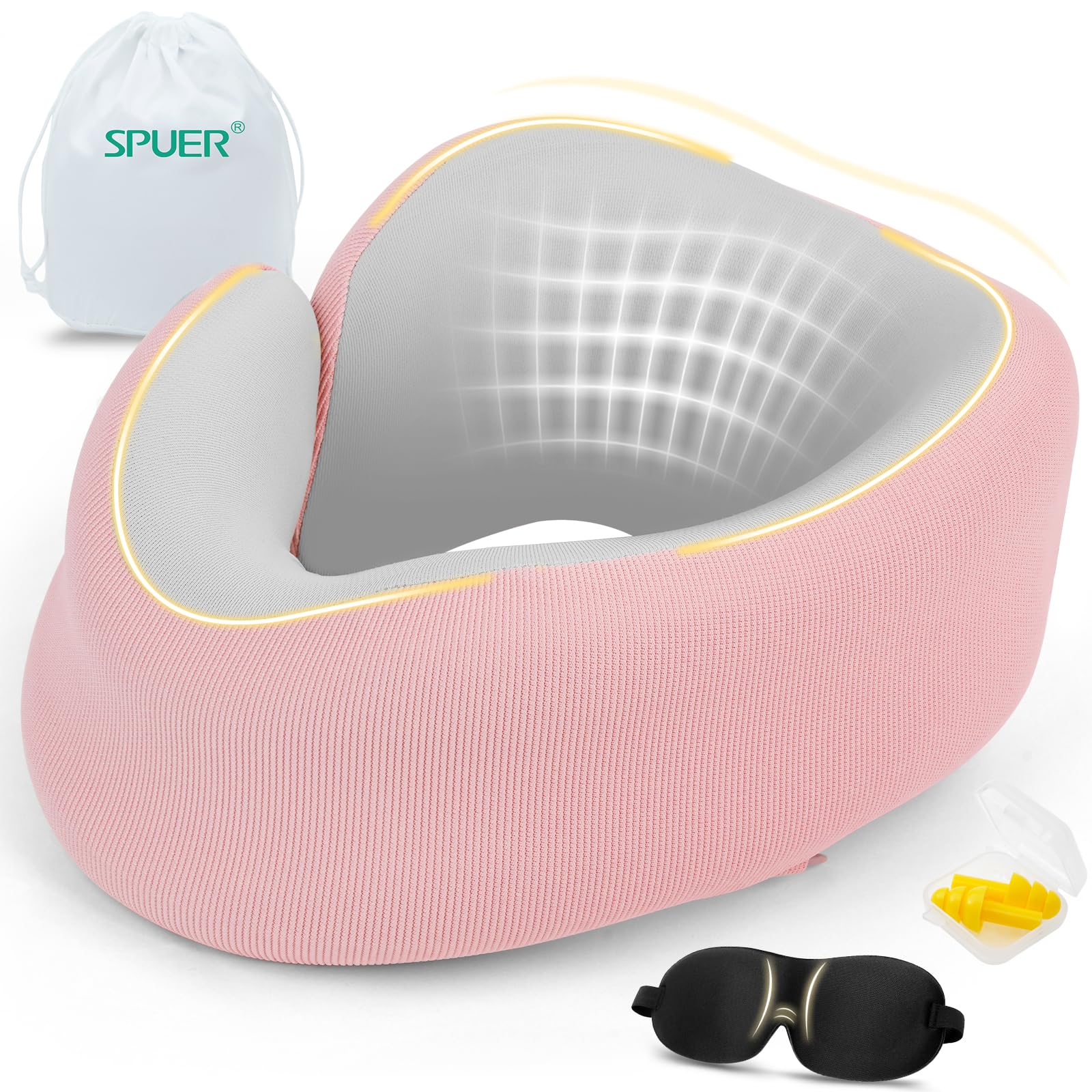 SPUER Neck Pillow, Travel Pillows for Airplanes, 100% Memory Foam ...