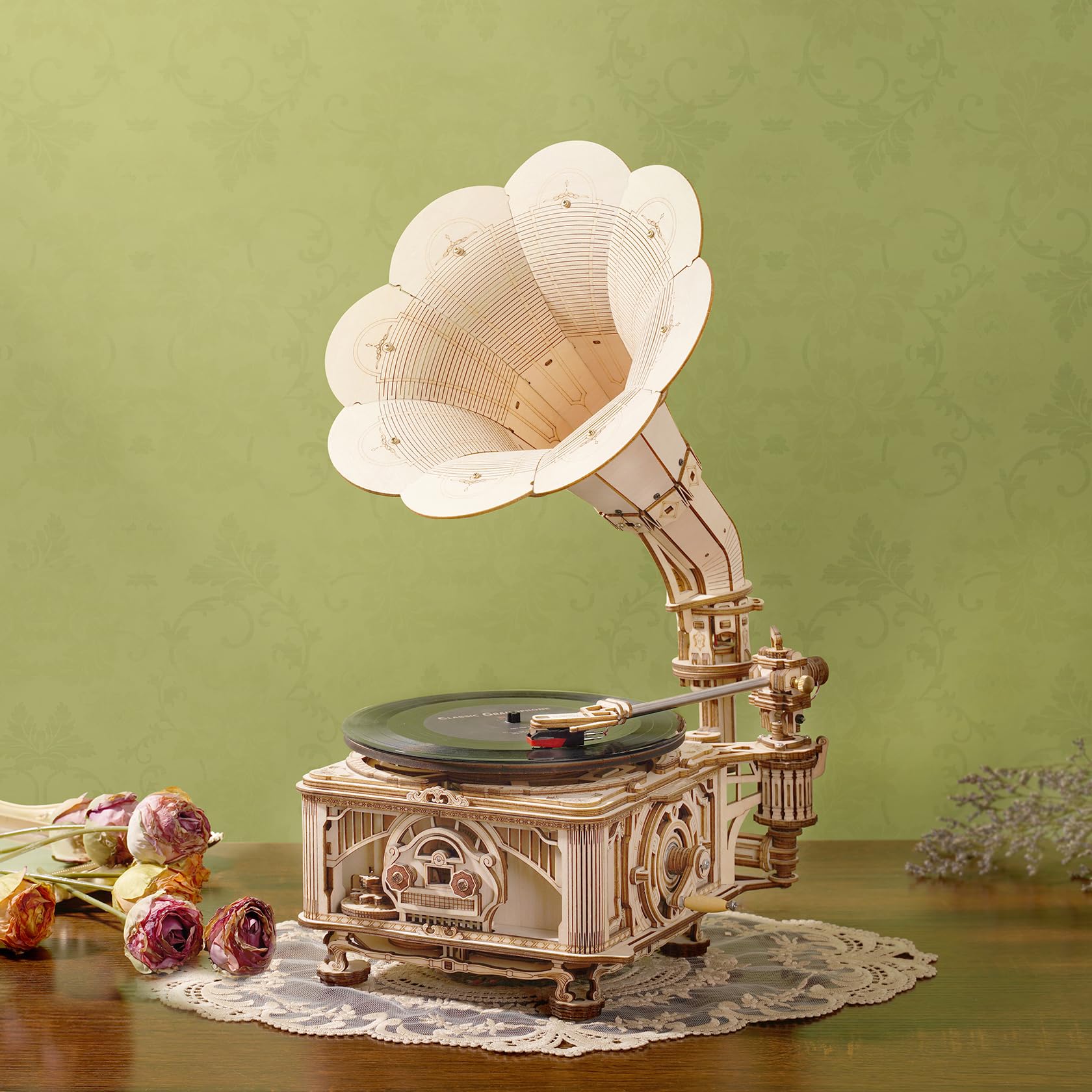 Mua Rowood 3D Puzzles for Adults, Wooden DIY Record Player Vinatge ...