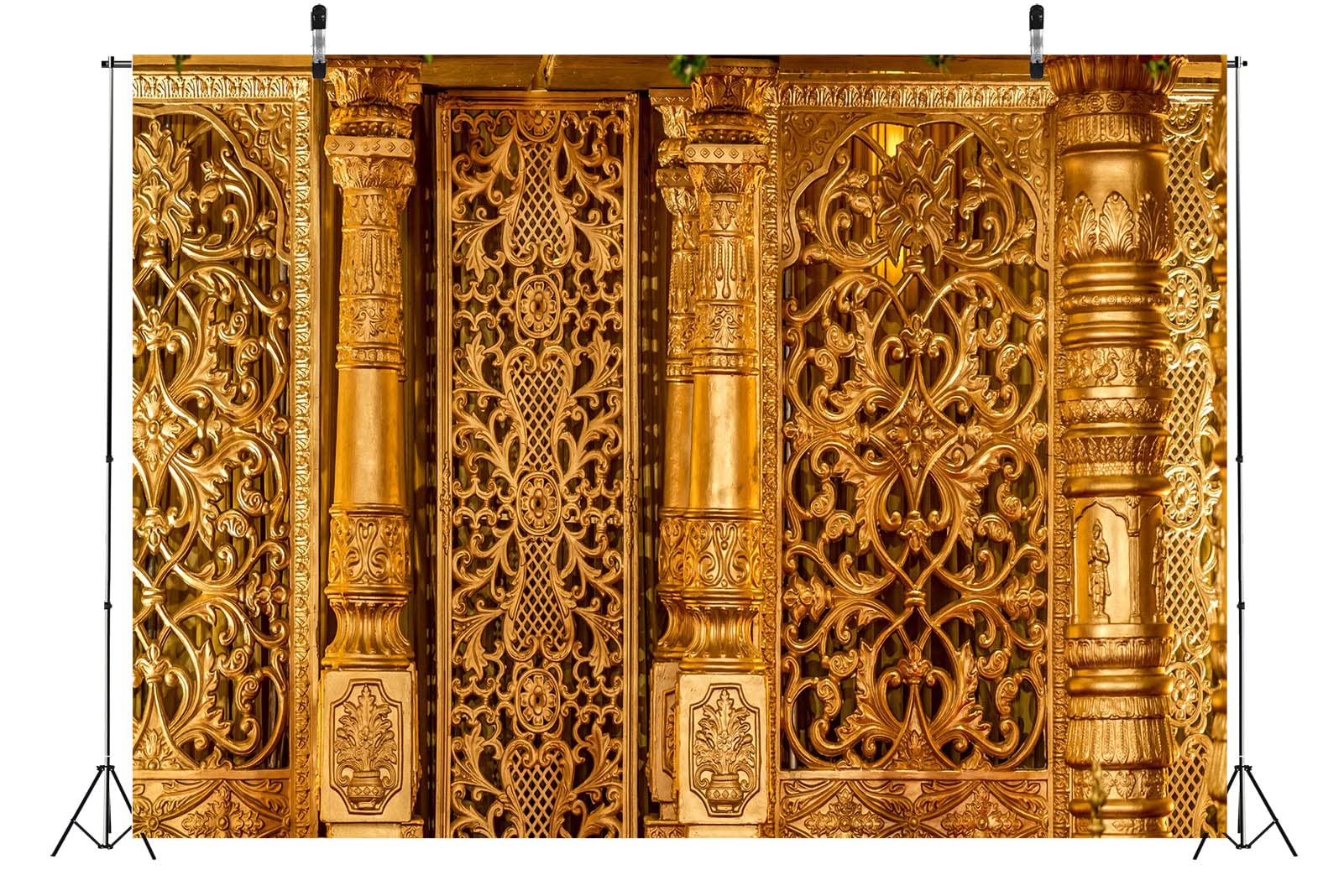 Mua Loccor Fabric 7x5ft Hindu Temple Backdrop Golden Indian Traditional ...