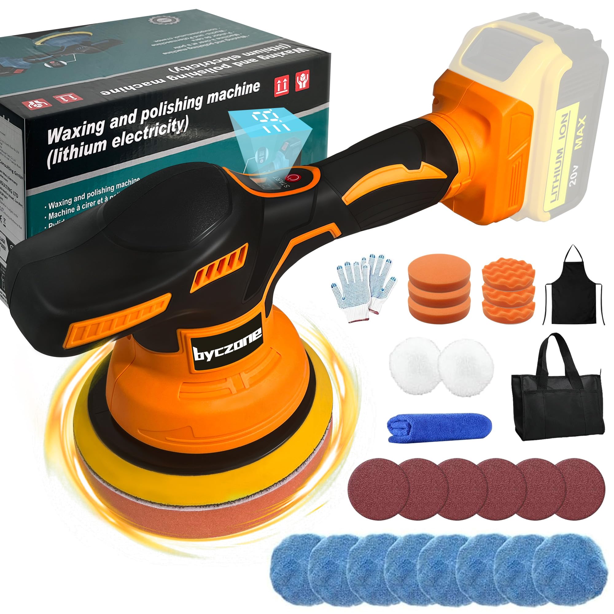 Cordless Car Buffer Polisher for Dewalt 20V Battery, 6 Inch Portable ...