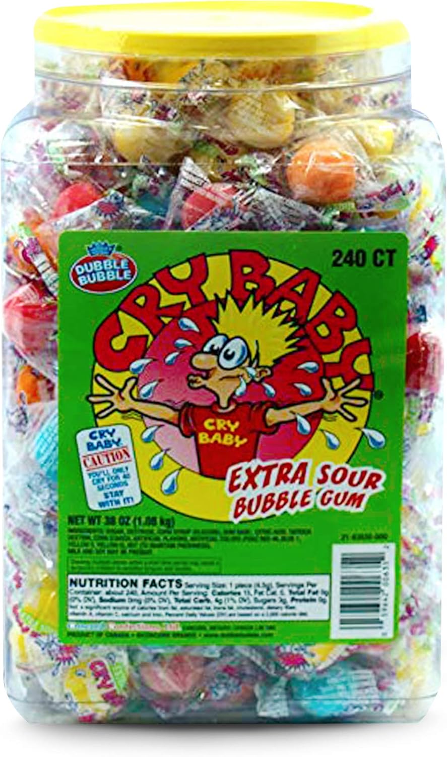 Dubble Bubble, Cry Baby Bubble Gum – Extra Sour Bubblegum, Gumball ...