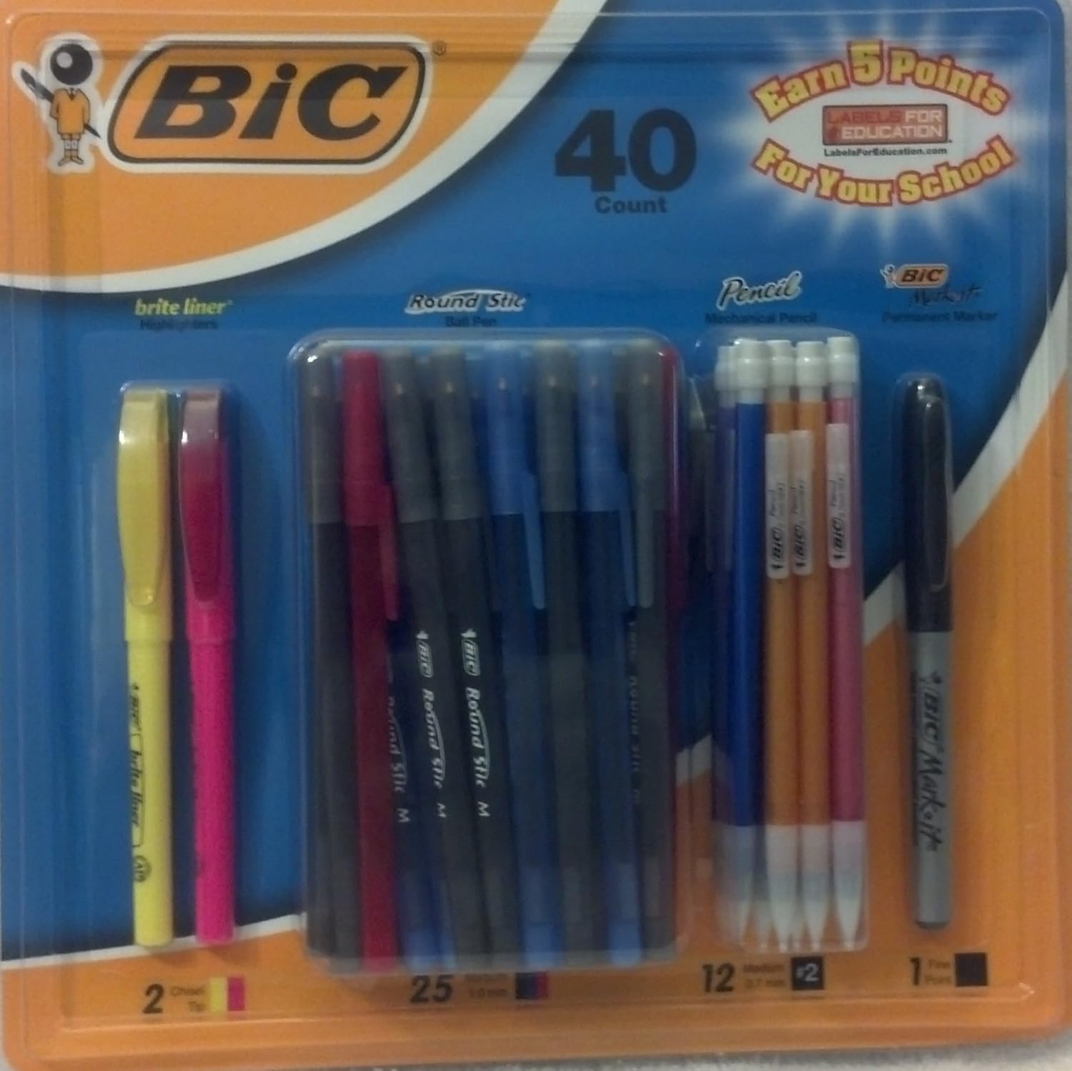 Bic 40 Count Pen, Highlighter, Marker, Mechanical Pencil Combo Pack by ...