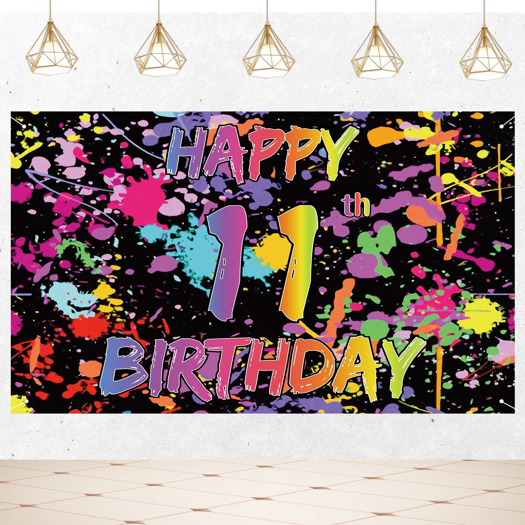 Neno Glow in The Dark 11th Birthday Decorations Backdrop Banner for ...