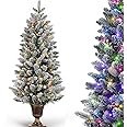 Amazon.com: DEWUR Pre-Lit Artificial Mini Christmas Tree Warm White LED Lights Colorful Lights ...