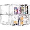 Zero Zoo 4Pack Large Stackable Kitchen Storage Drawers, Clear Foods ...