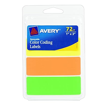 Amazon.com : Avery Rectangular Color Coding Labels, 1 x 3 Inches ...