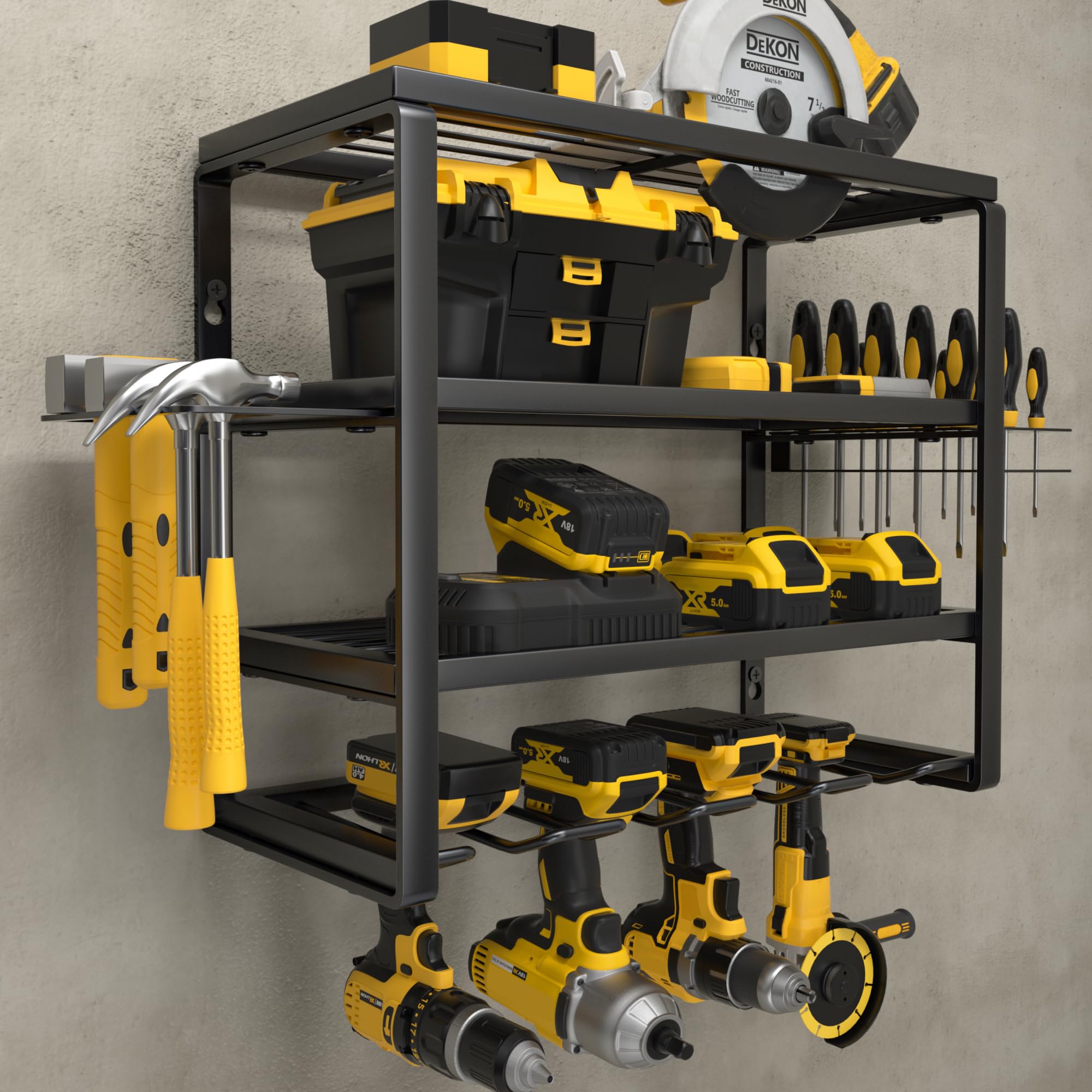 YYR 4 Layer Power Tool Organizer Wall Mount, Cordless Drill Hanger ...