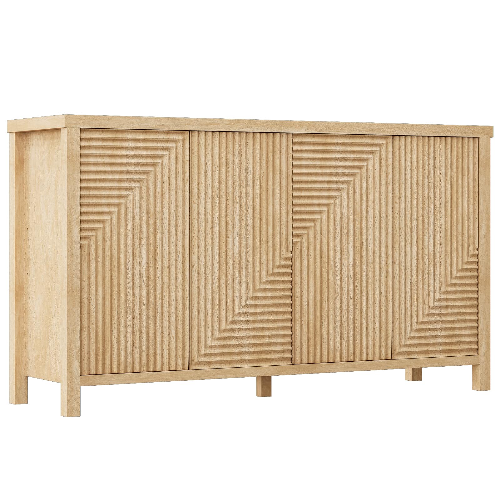 Jocoevol Buffet Cabinet with Storage, Fluted Wood Sideboard Buffet Cabinet with 4 Doors, Dining ...