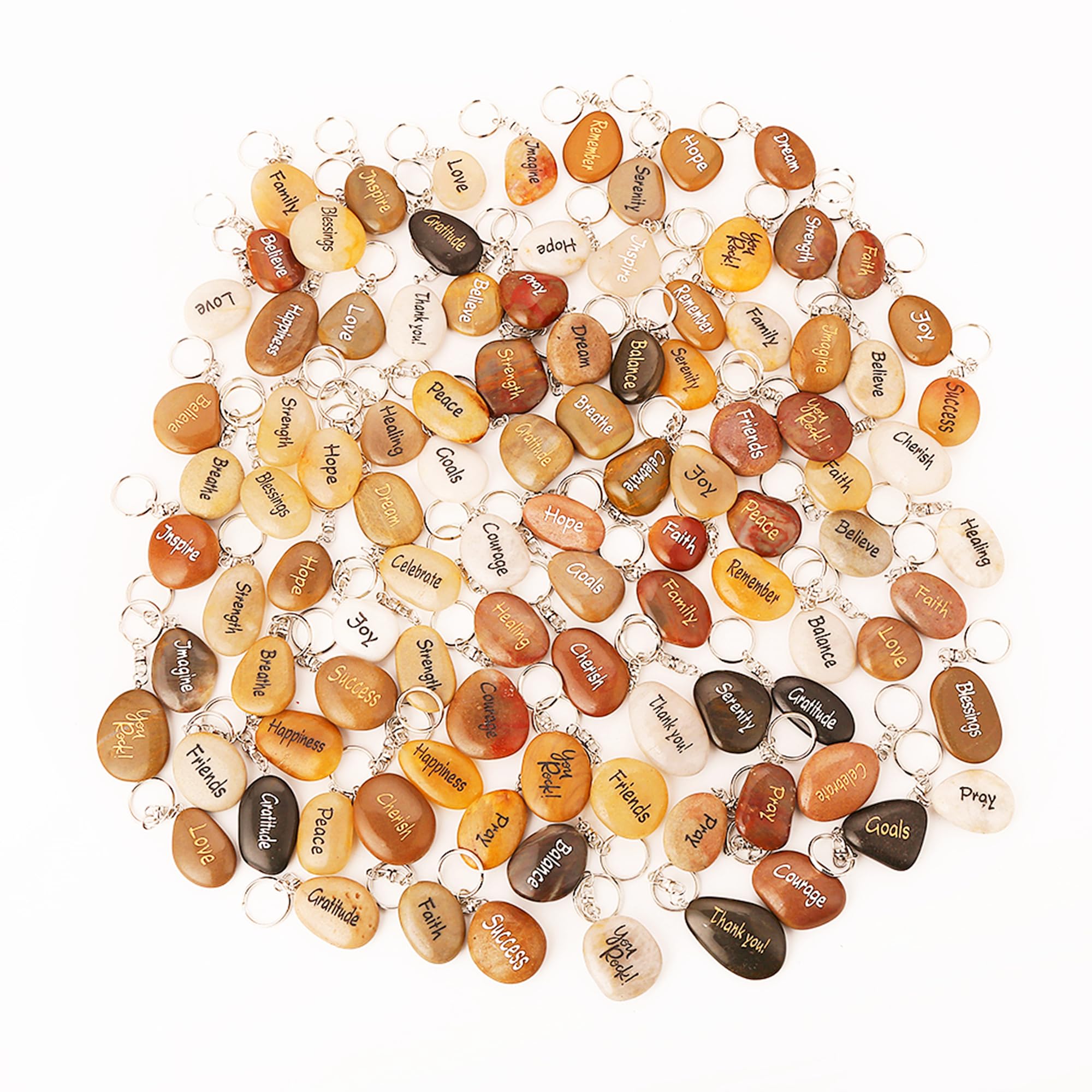 ROCKIMPACT 100PCS Inspirational Stones Key Chains, Wholesale Lot ...