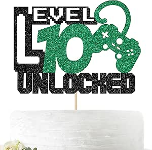 Amazon.com: Video Game Level 10 Unlocked Cake Topper - 10th Birthday ...