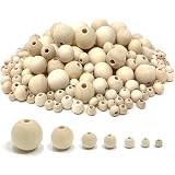 Amazon.com: Unfinished Wooden Beads Bulk 400pcs - 1 Pound of Natural ...