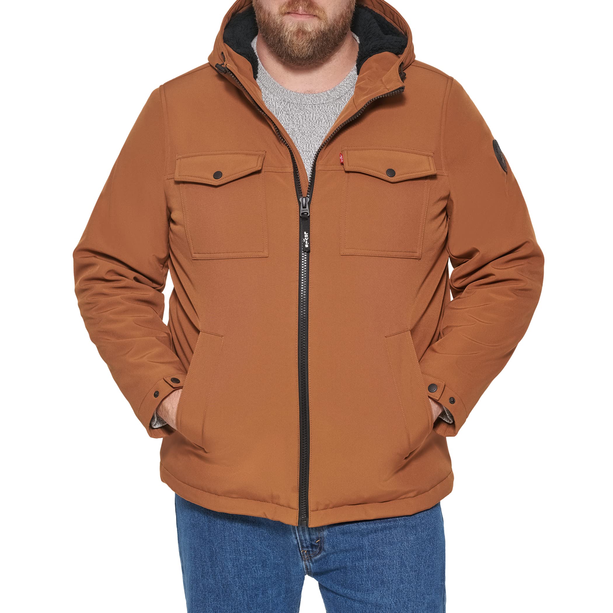 Levi's Men's Soft Shell Two Pocket Sherpa Lined Hooded Trucker Jacket ...