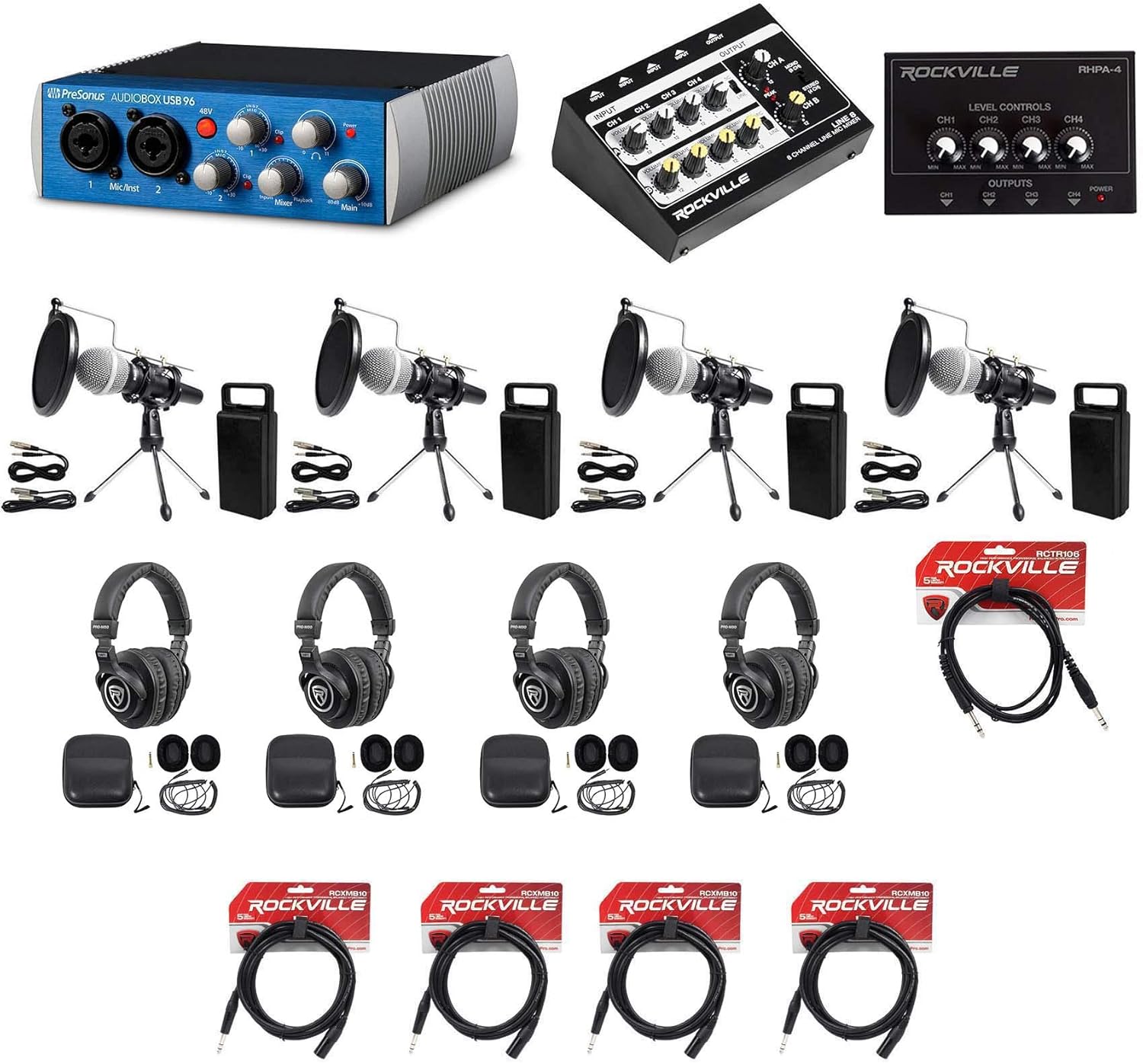 Amazon.com: Presonus 4-Person Podcast Podcasting Recording Kit w/Mics ...