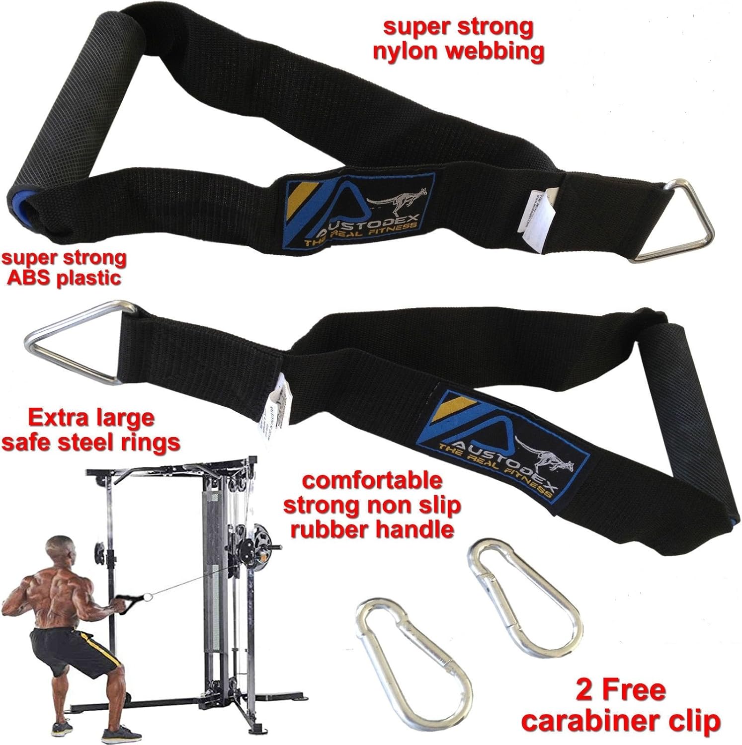 Austodex-Tricep-Bicep-Rope-Cable-Attachment-Bar-Dip- Resistance Band ...