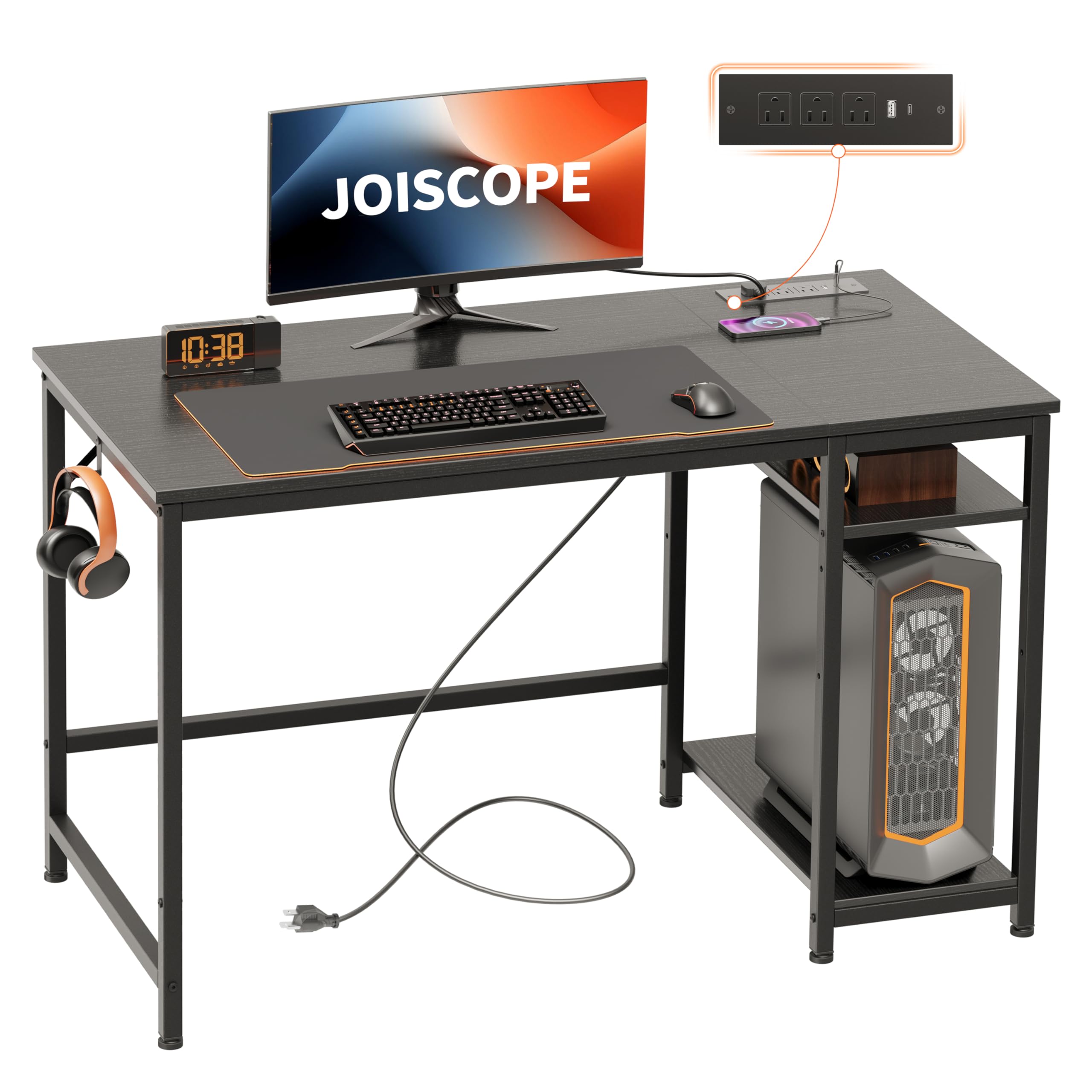 JOISCOPE Computer Desk with USB & Type-C Outlet, Small Home Office Desk ...