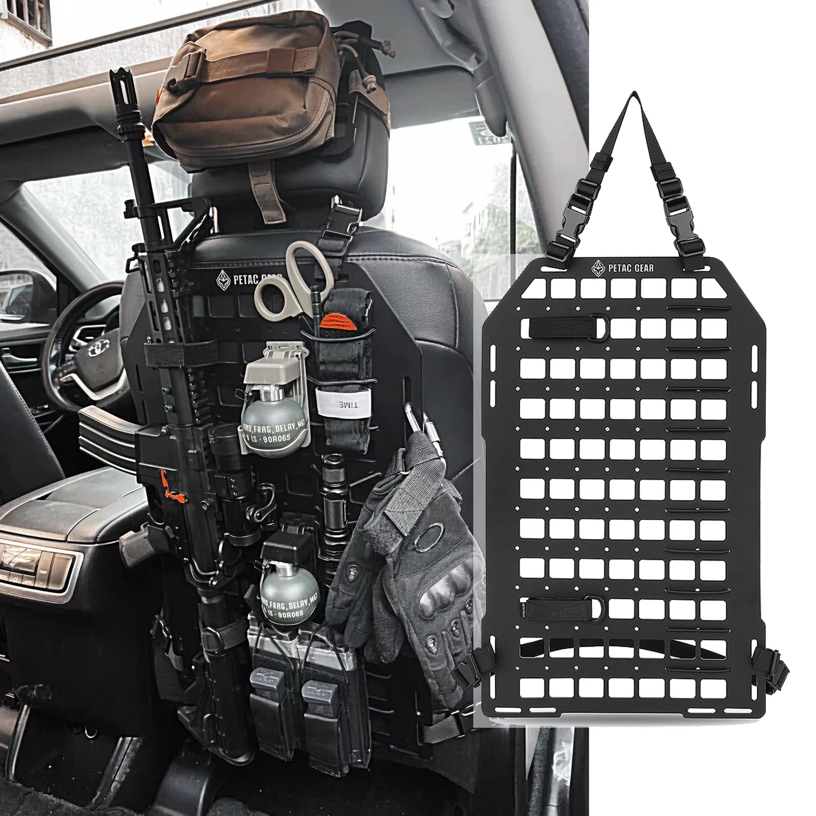 Mua PETAC GEAR Tactical Car Seat Back Organizer | Rigid Molle Panels ...