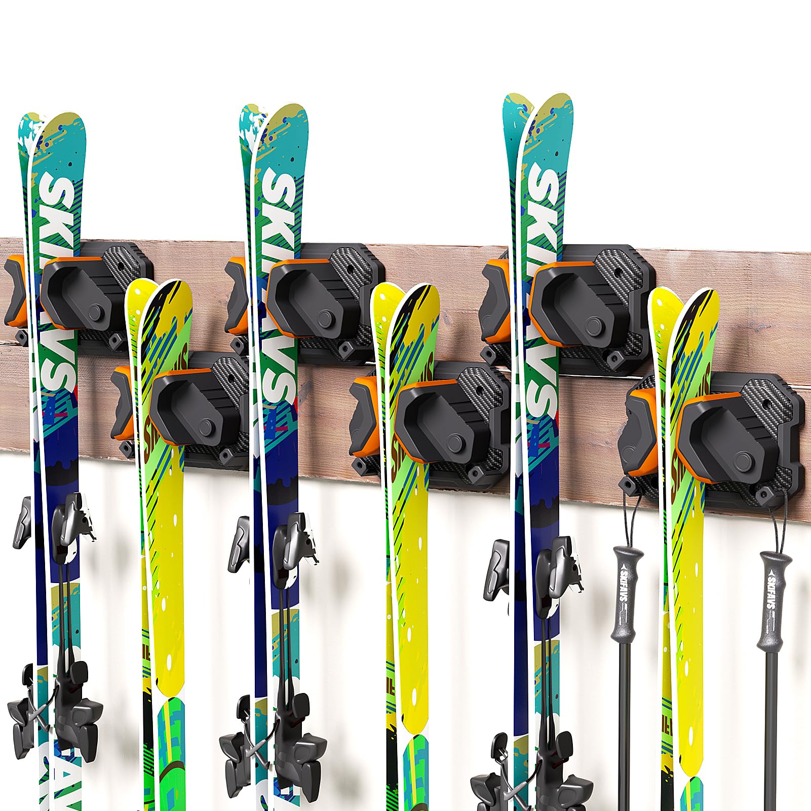 Ski Wall Mount Space-Saving, Ski and Snowboard Wall Storage Rack for ...