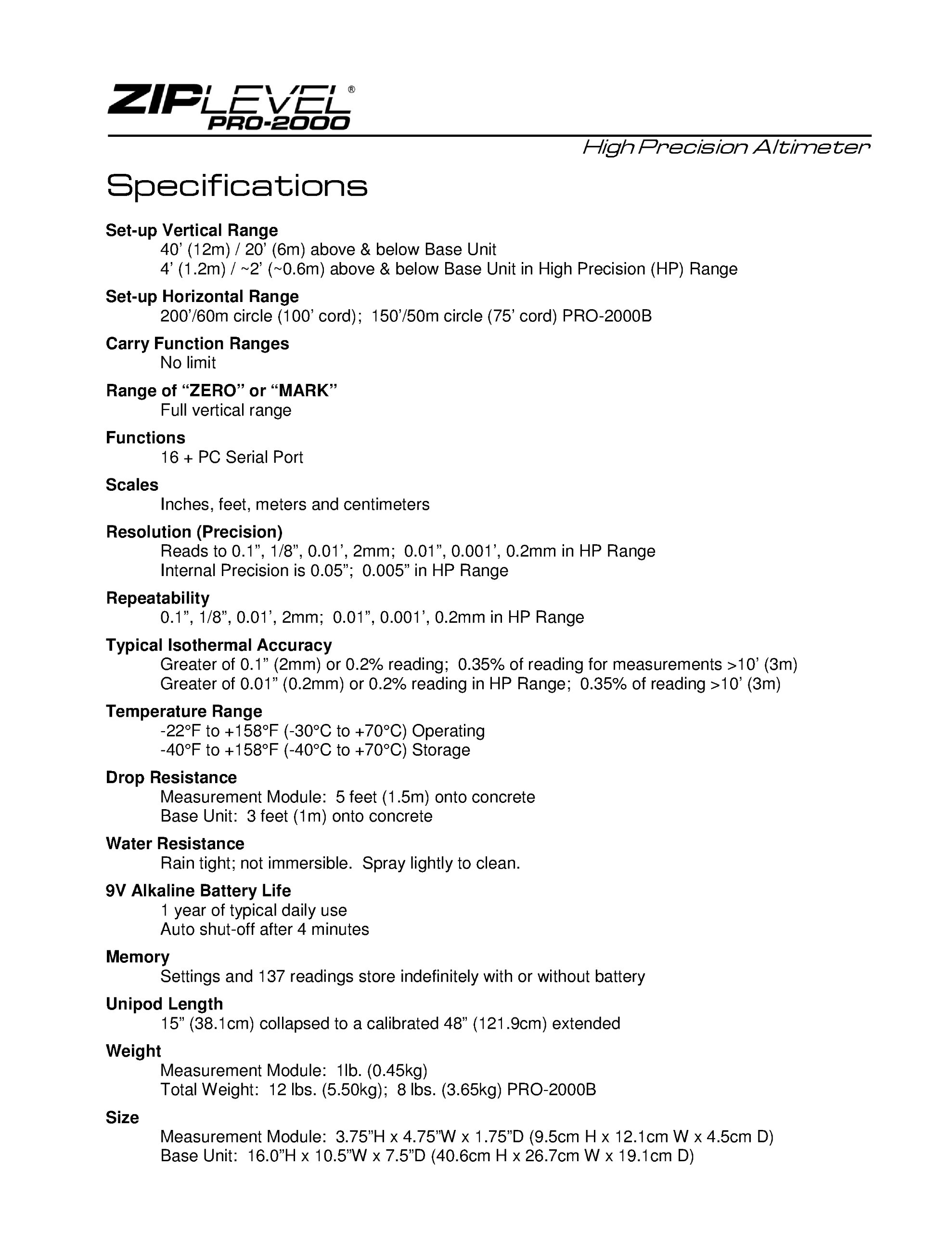 ZIPLEVEL PRO-2000 High Precision Altimeter on Galleon Philippines