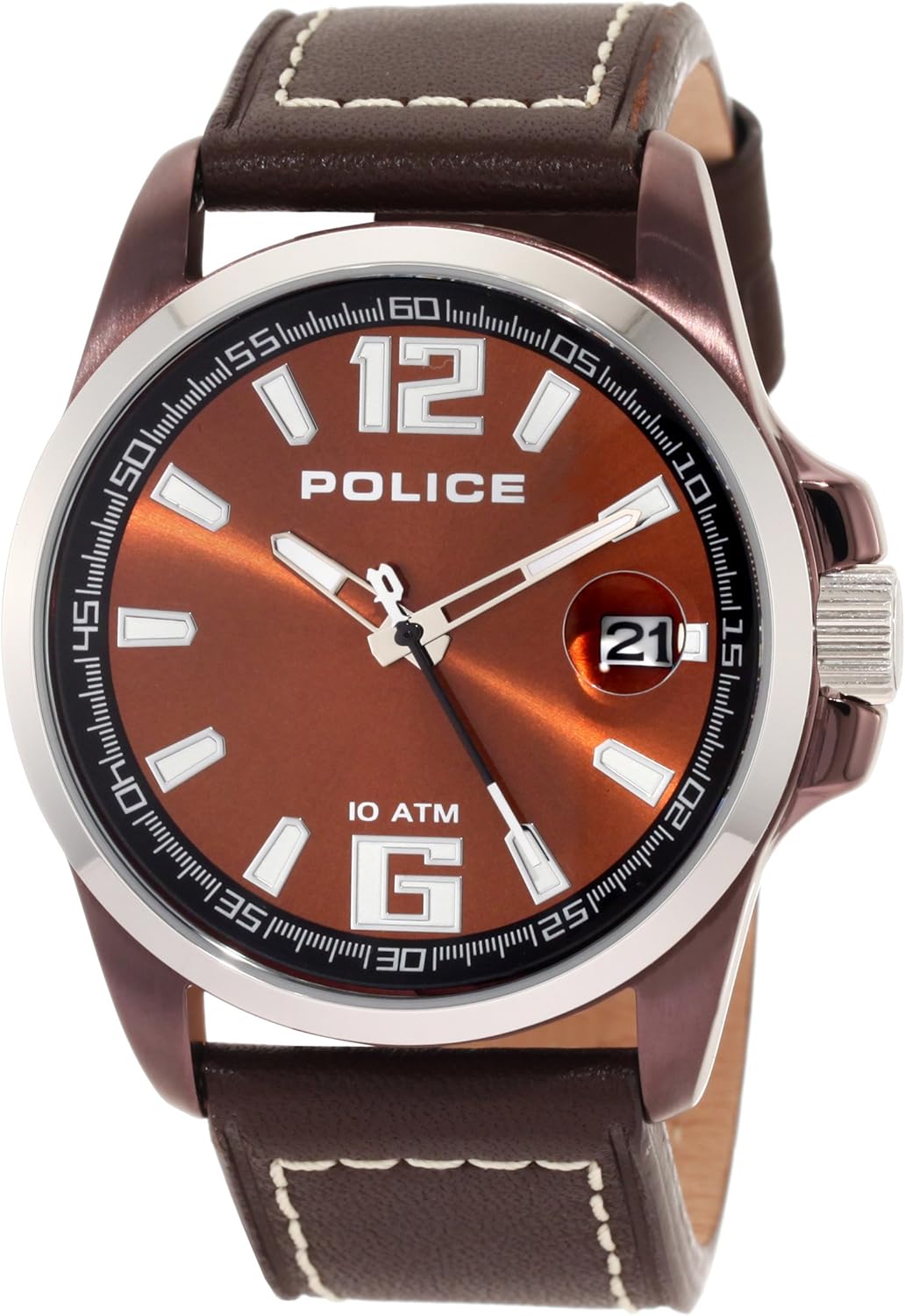 Police Mens Watch Lancer with Brown Strap and Brown Dial: Amazon.co.uk ...