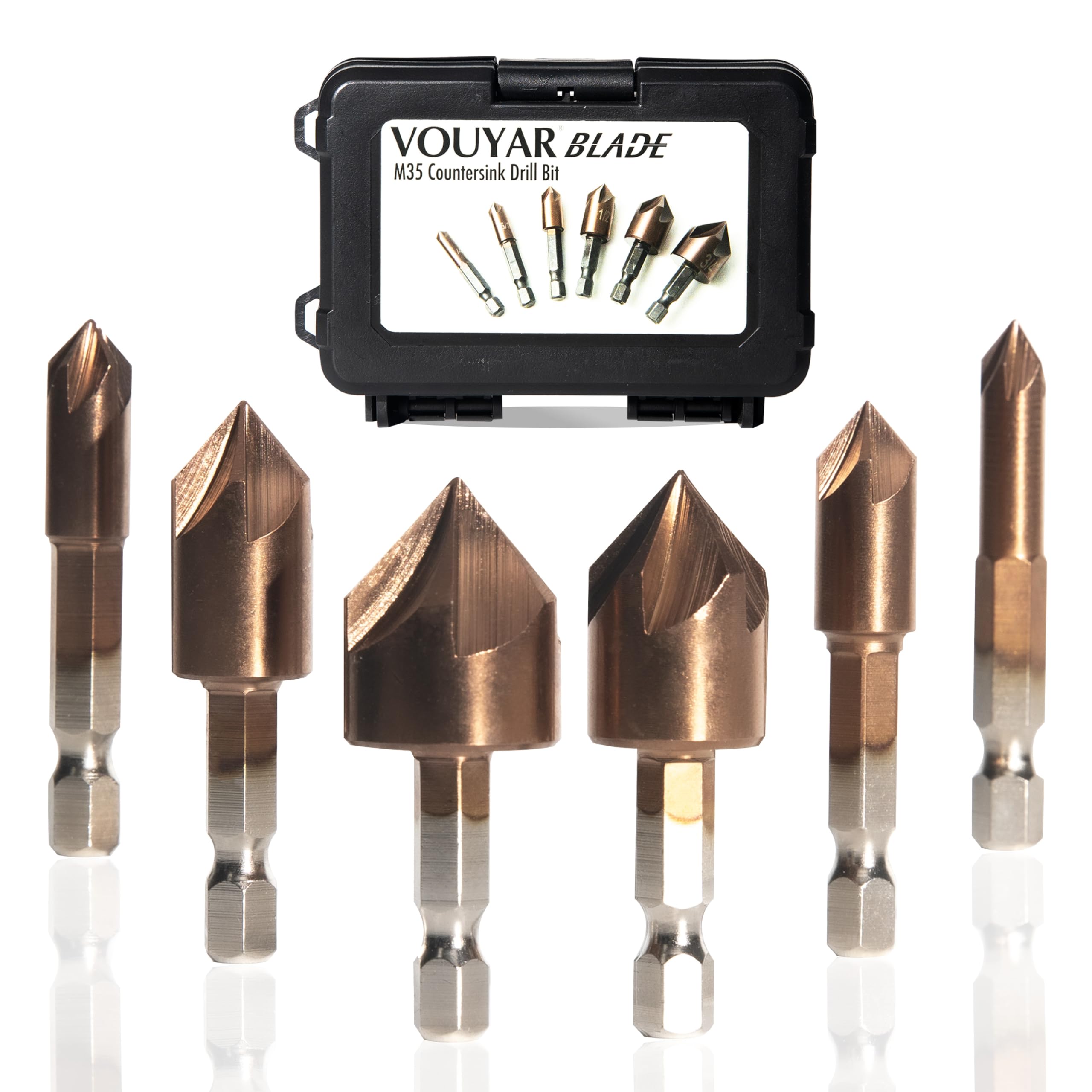 6 Pcs M35 Cobalt Countersink Drill Bit Set for Metal with Case 82 ...