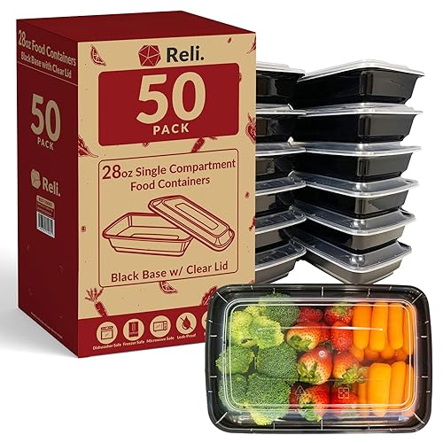 Reli. 28 oz Meal Prep Containers w/Lids - 50 Pack | Leftover To Go ...