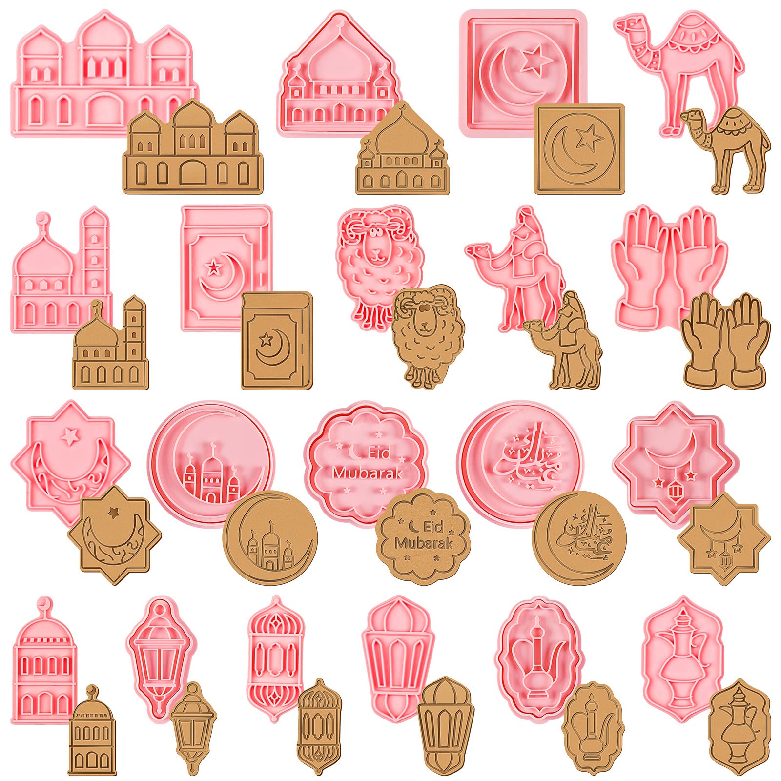 Eid Mubarak Cookie Cutters Ramadan Cookie Stamp Islamic Muslim Biscuit Mold Star Lantern Moon 3D ...