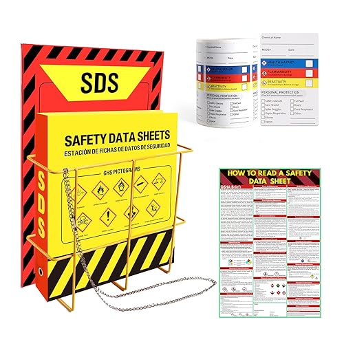 Lontcs MSDS SDS Binder and Wall Station Set,Yellow Heavy Duty 3 Inch Material Safety Data Sheet ...