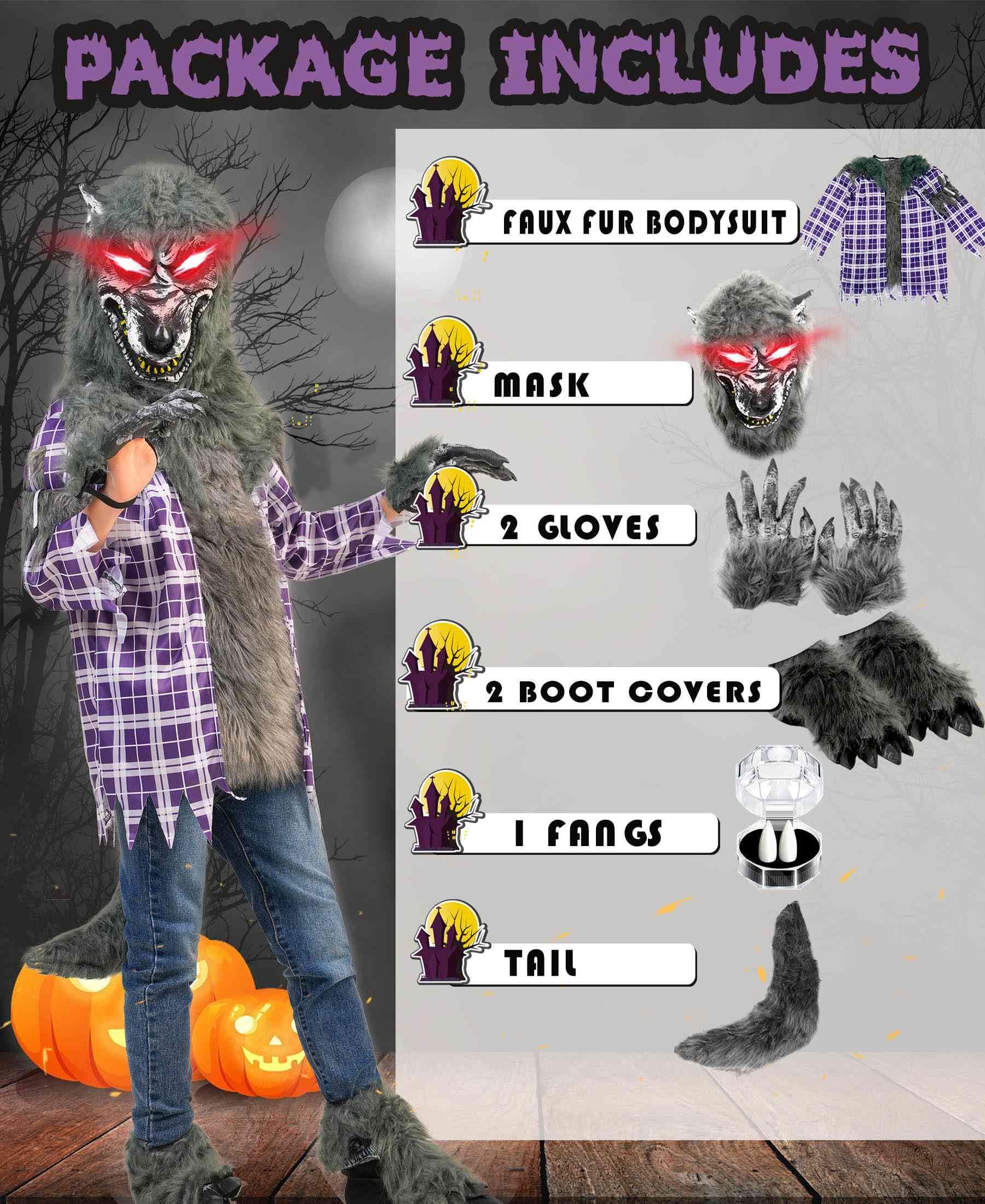 Nalmits Halloween Werewolf Costume For Boys, Deluxe Howling Wolf Suits ...