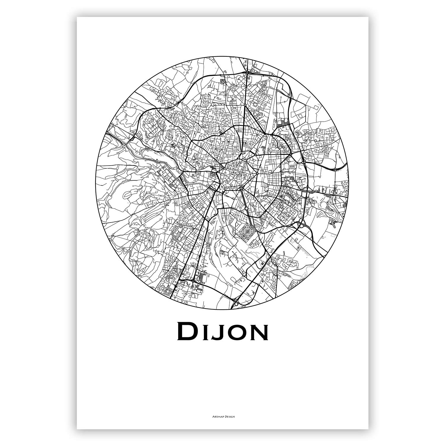 Affiche Dijon France Minimalist Map - City Map, Poster de Dijon, Plan ...