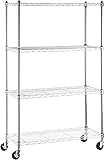 AmazonBasics 5-Shelf Shelving Unit on Wheels - Chrome: Amazon.co.uk ...