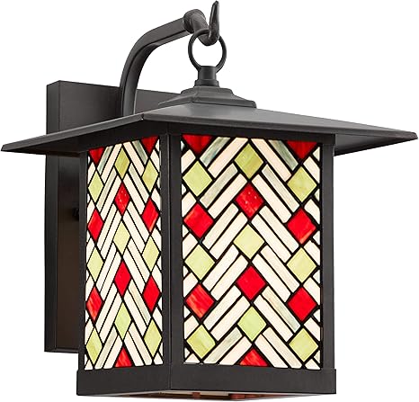 River of Goods 11.75 Inch High Mission Style Stained Glass Outdoor ...